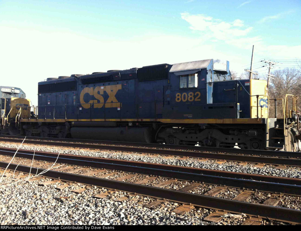 CSX SD40-2 8082 leading an SD50 and SD60 at Annapolis Junction MD